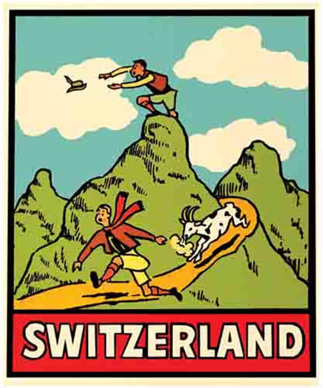 Vintage 1960's Style Switzerland Zurich Matterhorn Retro Travel Decal ...