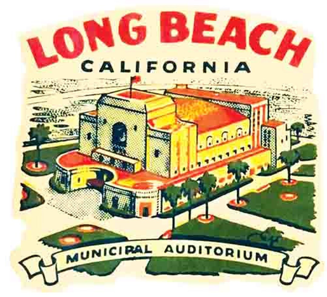 Vintage 1950's Style Long Beach CA California Travel Decal Sticker ...