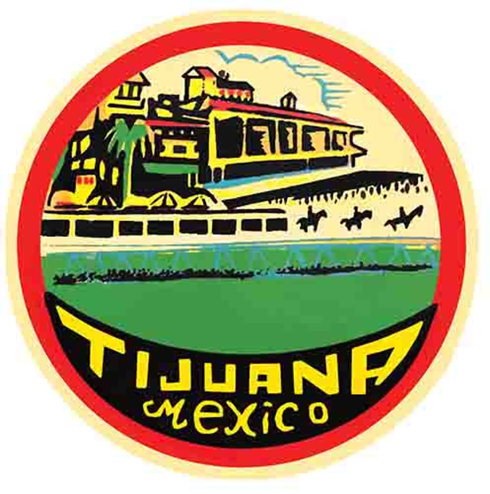 Vintage 1950's Style Tijuana Mexico Round Retro Travel - Etsy