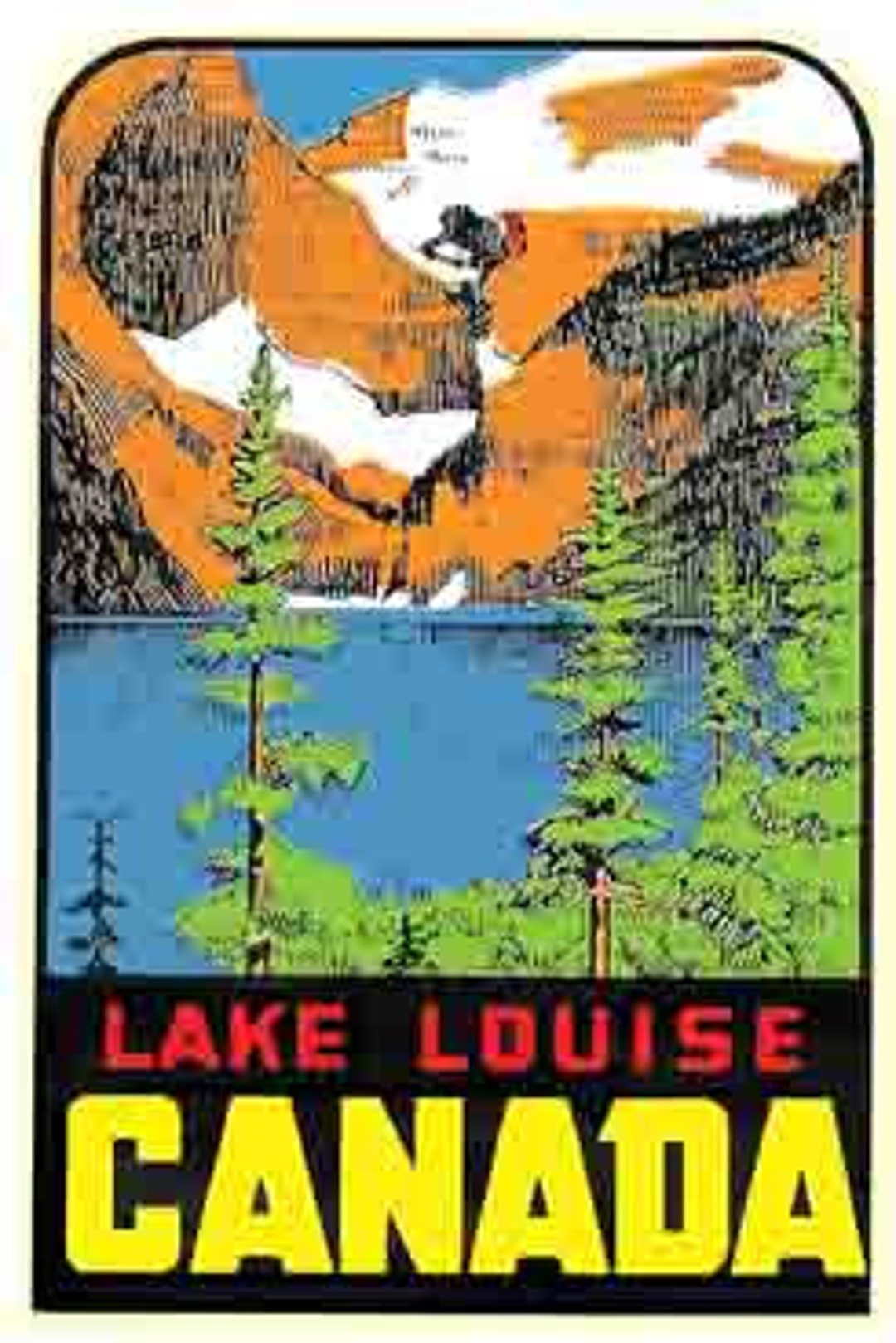 Vintage 1950's Style Lake Louise Canada Retro Travel Decal Sticker ...