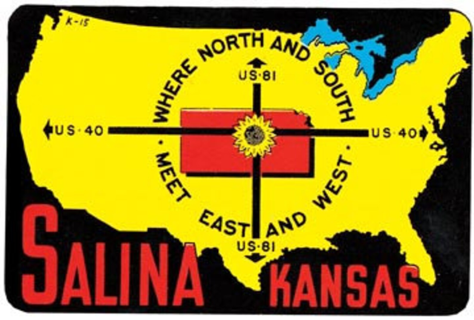 Vintage 1950's Style Salina KS Kansas Retro Travel Decal | Etsy