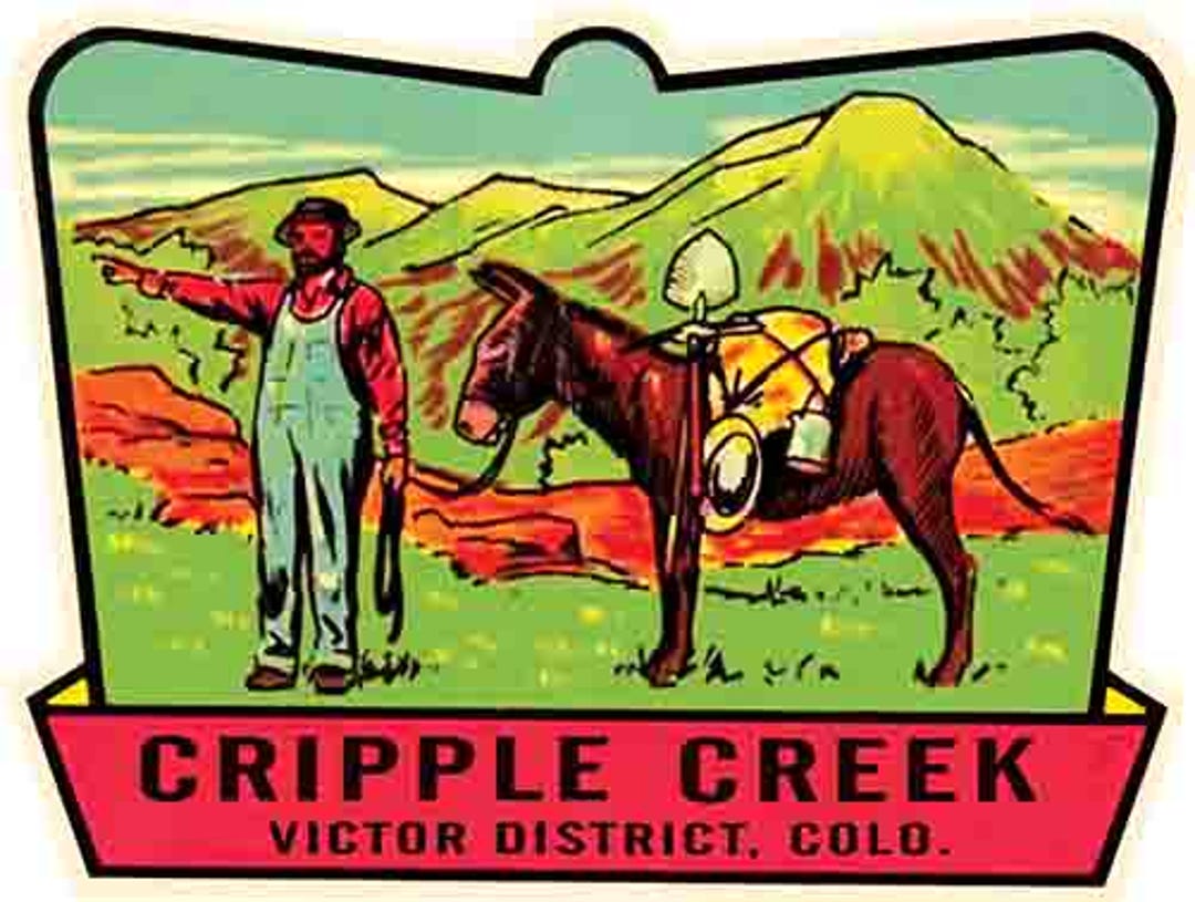Vintage 1960's Style Cripple Creek CO Colorado Gold Prospector Retro ...