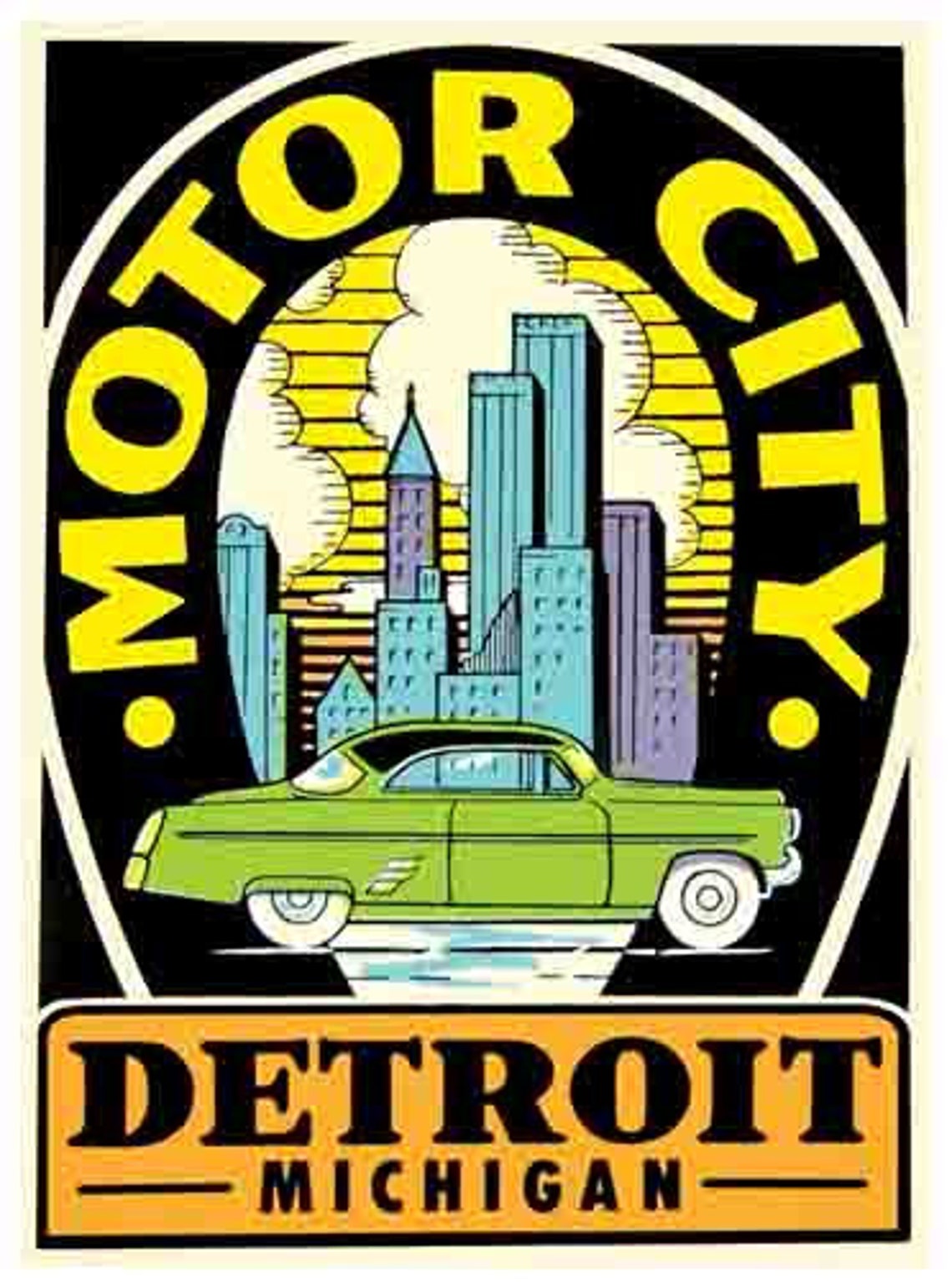 Vintage 1950's Style Motor City Detroit MI Michigan Retro - Etsy