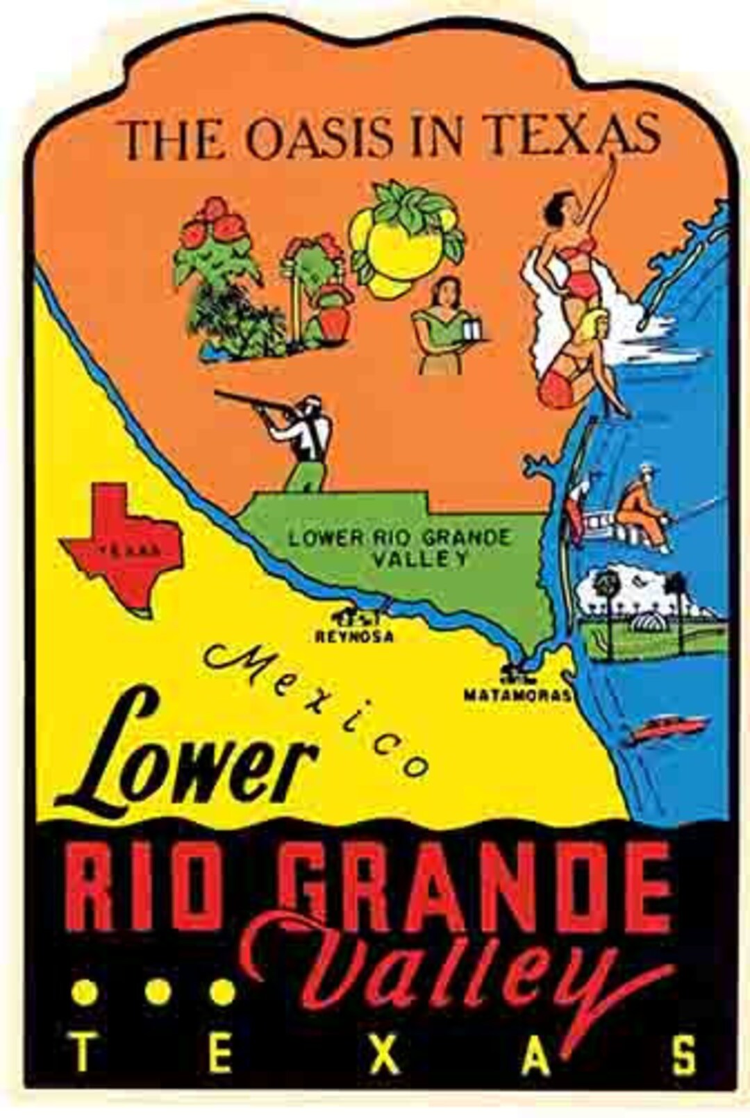 Vintage 1950's Style Lower Rio Grande Valley TX Texas Border Retro ...