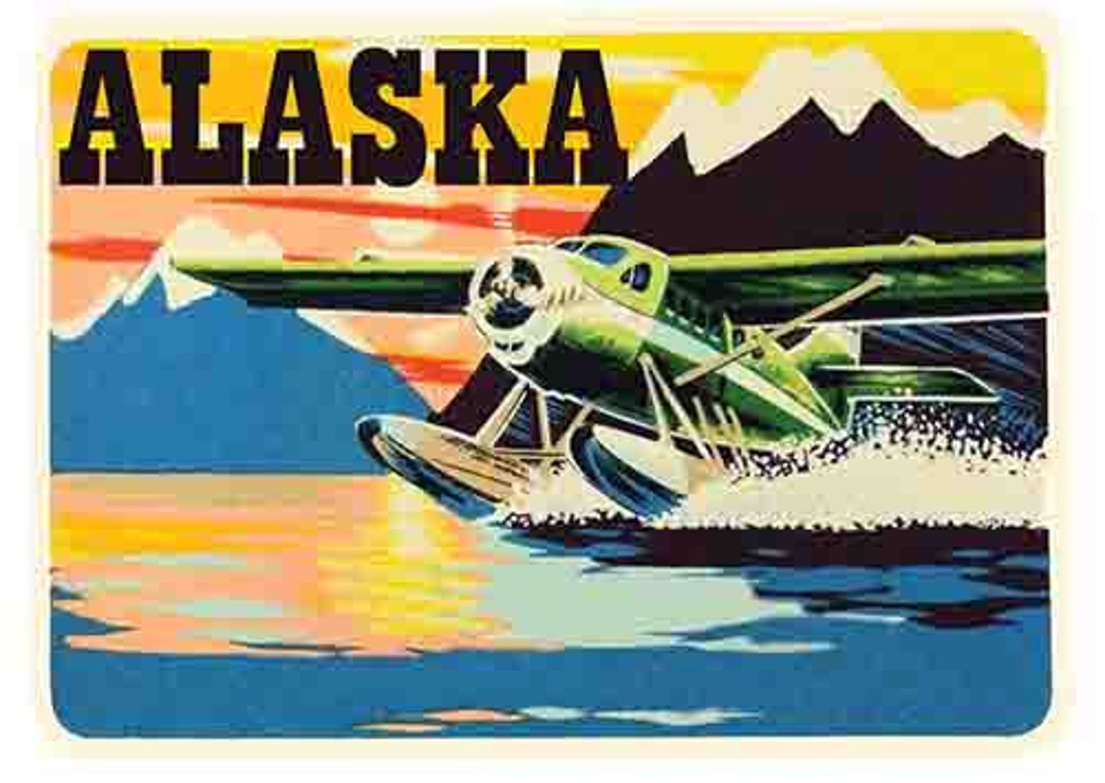 Vintage 1960's Style Alaska Float Plane Fishing Anchorage Retro Travel ...