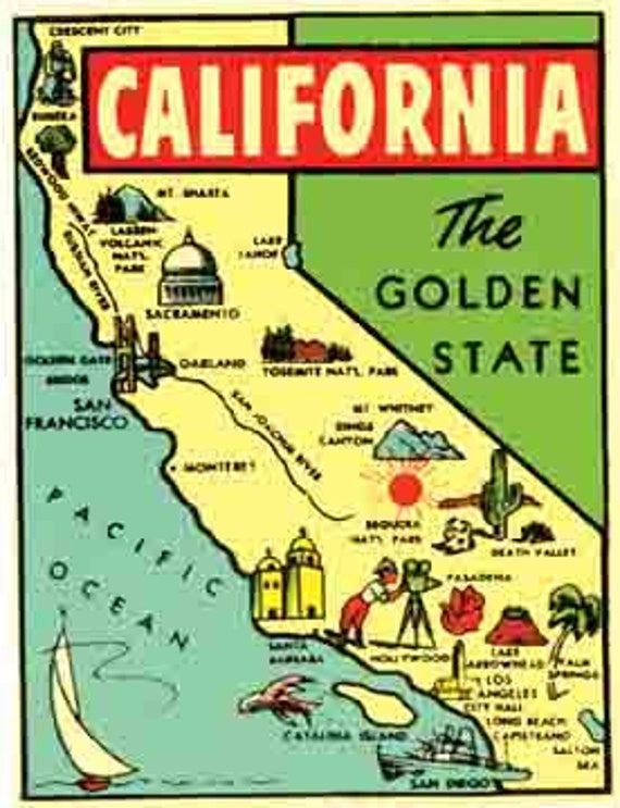 California Golden State Magnetic Map