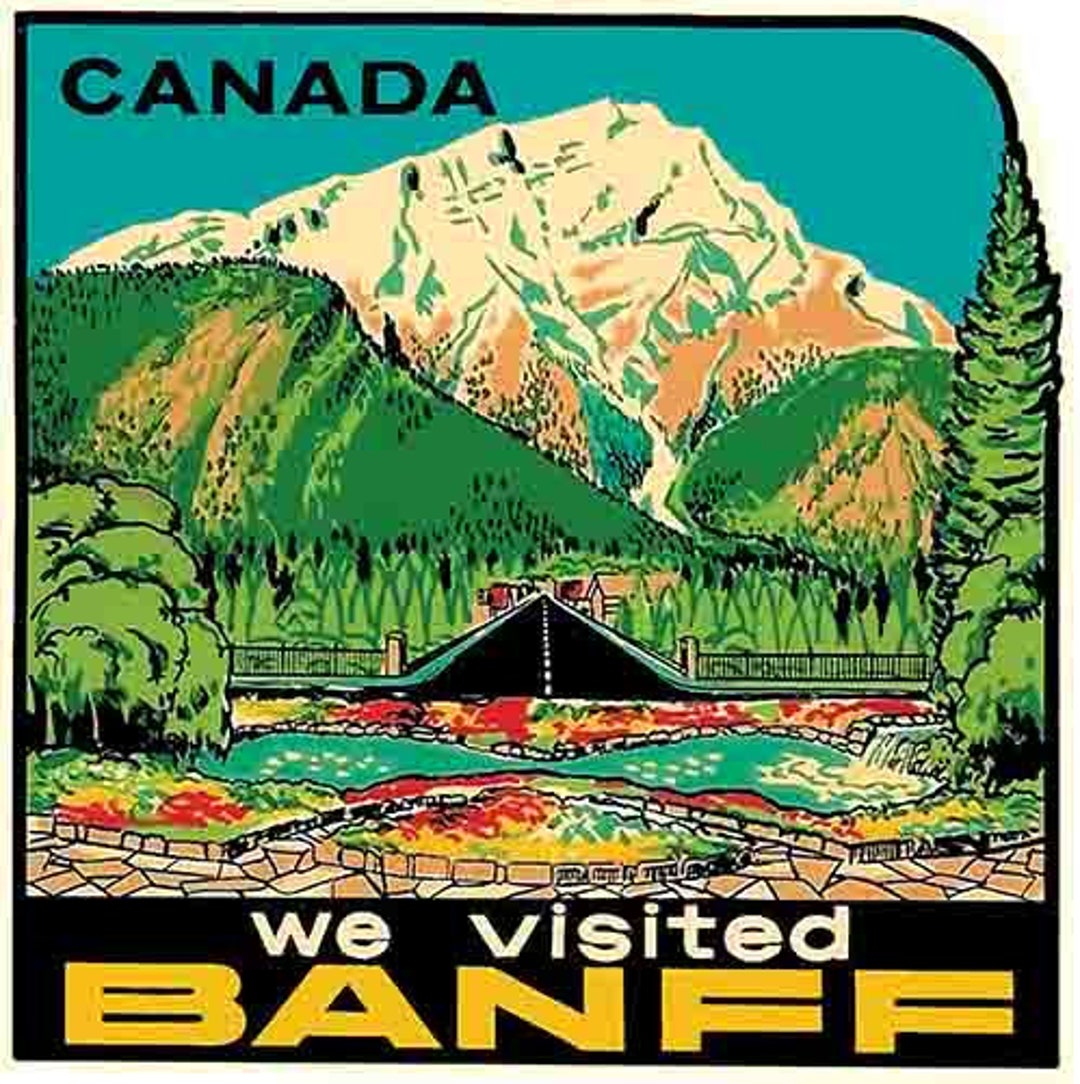 Vintage 1950's Style Banff National Park Canada Retro Travel Decal ...
