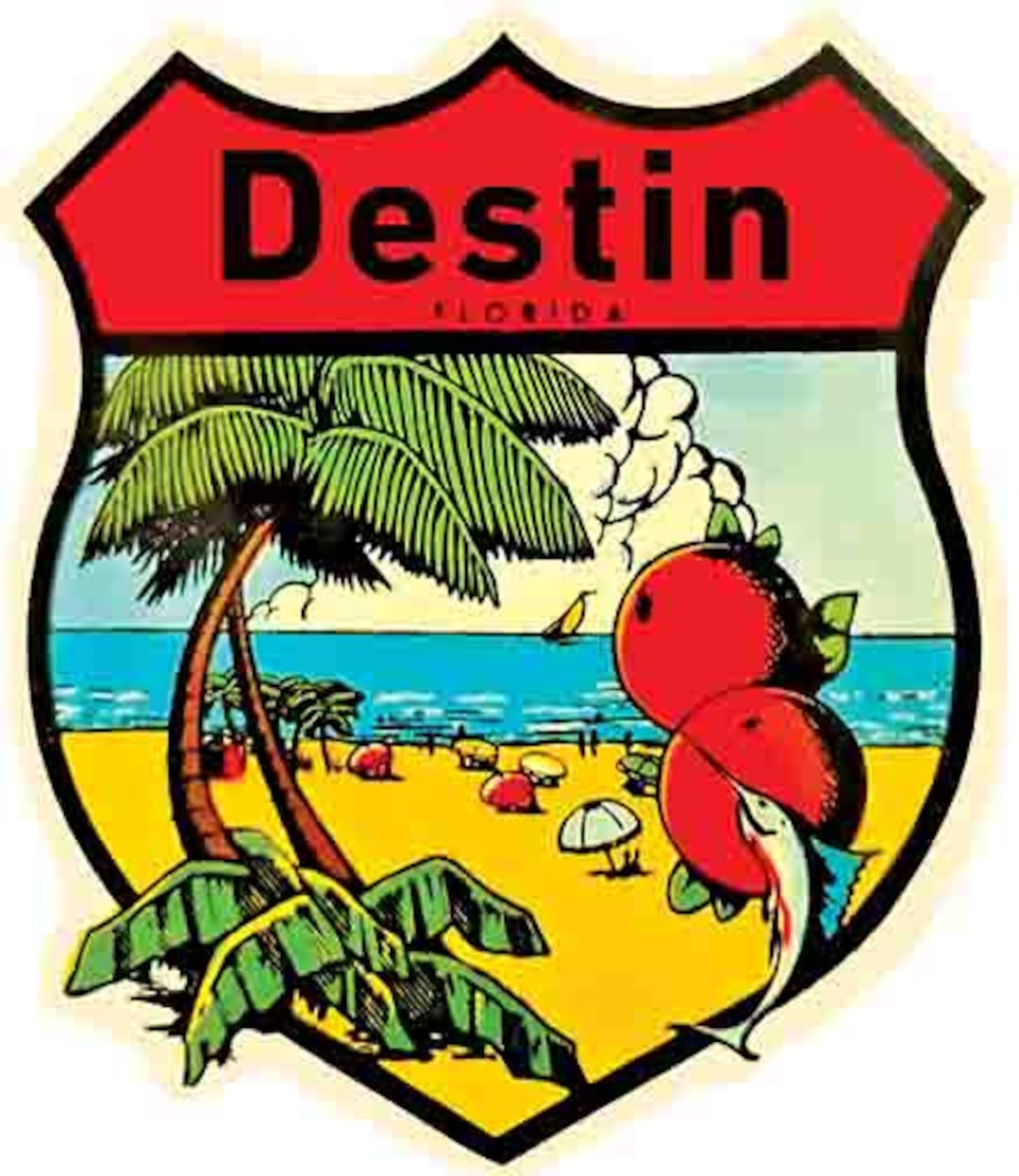 Vintage 1950's Style Destin FL Florida Retro Travel Decal Sticker - Etsy