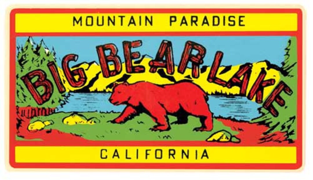 Vintage 1950's Style Big Bear Lake California Park Retro Travel Decal ...