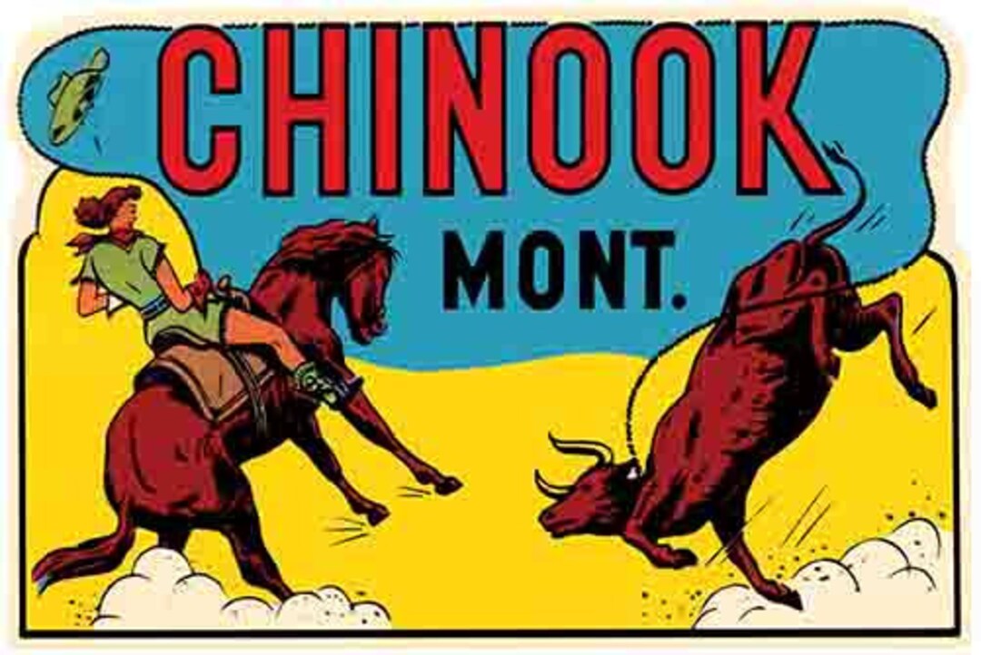 Vintage 1950's Style Chinook MT Montana Retro Travel Decal Sticker ...
