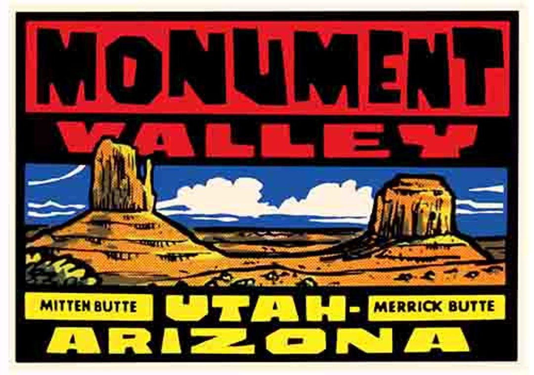 Vintage 1950's Style Monument Valley National Park UT AZ Utah Arizona ...