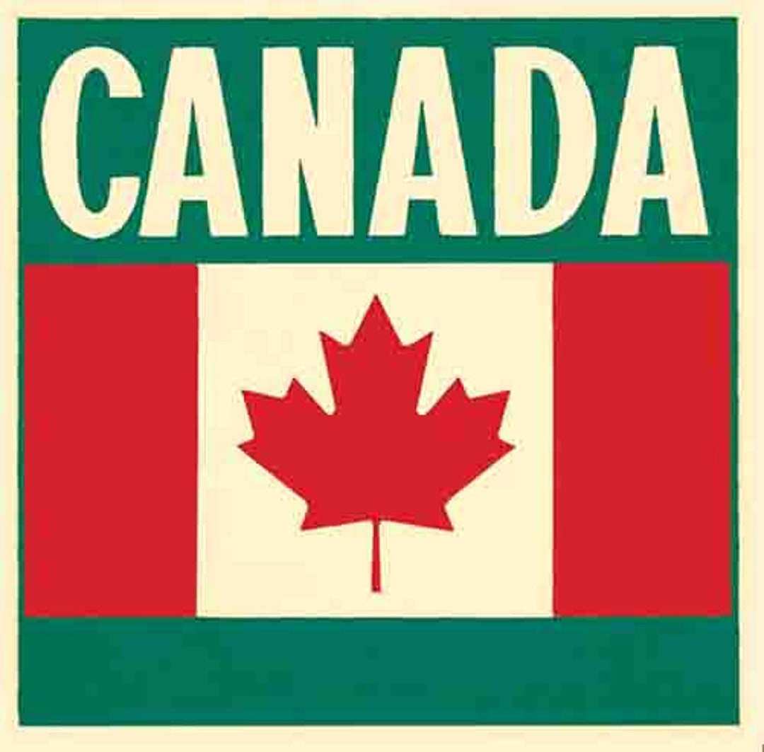 Vintage 1950's Style Canada Flag National Park Maple Leaf Retro Travel ...