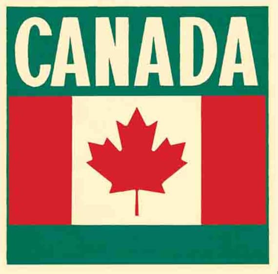 Vintage 1950's style Canada flag National Park | Etsy