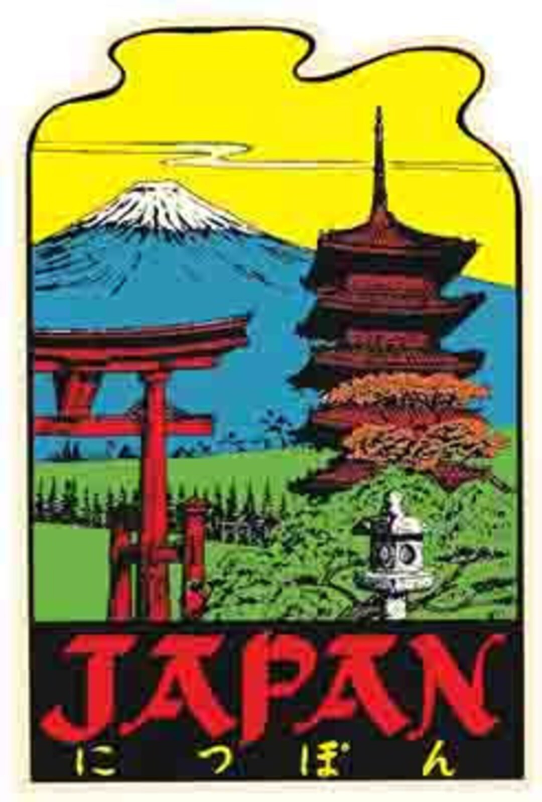 Vintage 1950's Style Tokyo Japan Retro Travel Decal Sticker State Map ...