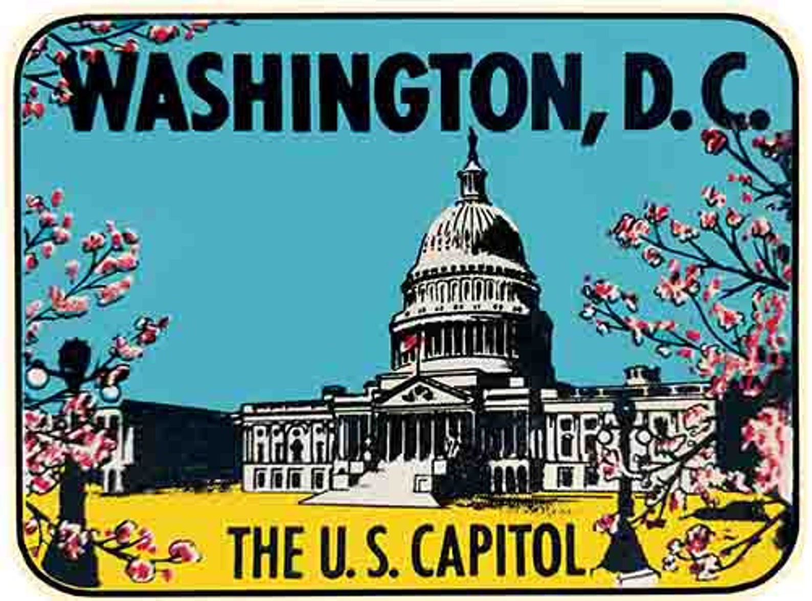 Vintage 1950's Style Washington DC Capitol Building Retro Travel Decal ...