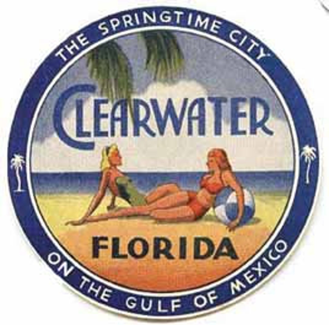 Vintage 1950's Style Clearwater FL Florida Gulf Coast Retro Travel ...