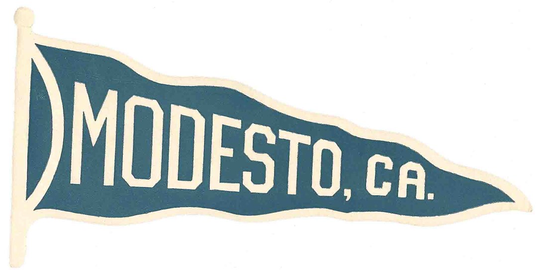 Vintage 1950's Style Modesto CA California Banner Pennant Retro Travel ...