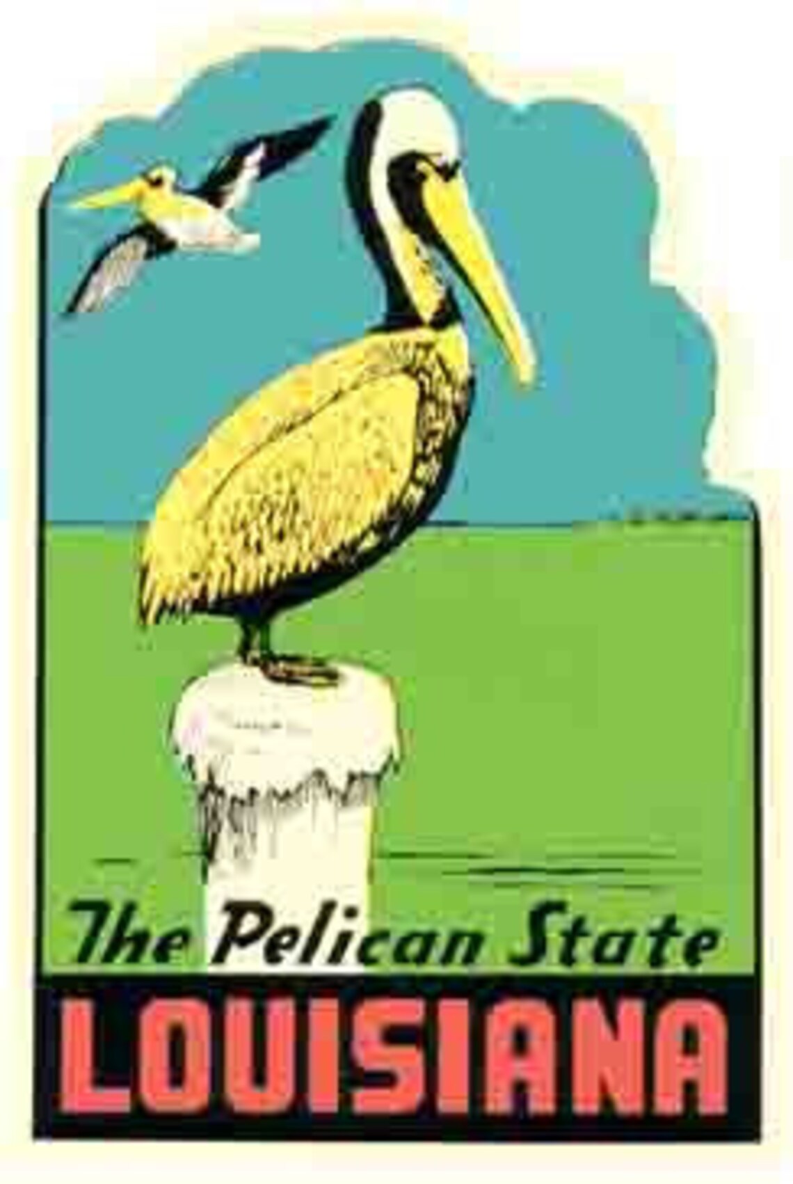 Vintage 1950's style Louisiana State Map New Orleans | Etsy