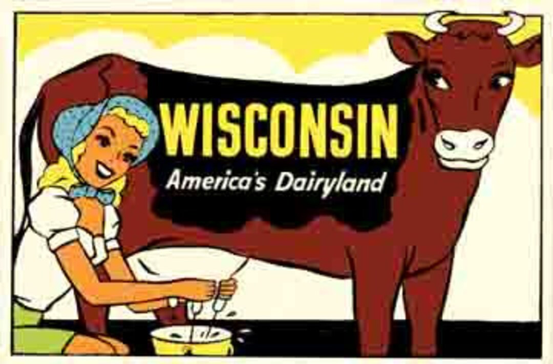 Vintage 1950's Style WI Wisconsin the Badger State Dairyland Retro ...