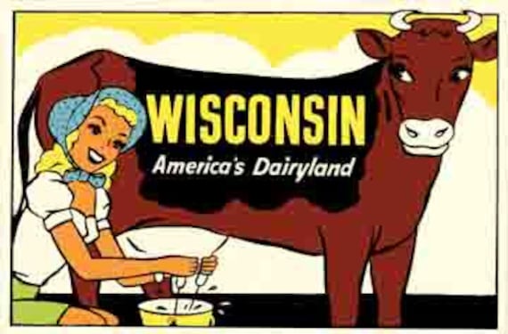 Vintage 1950's Style WI Wisconsin the Badger State - Etsy