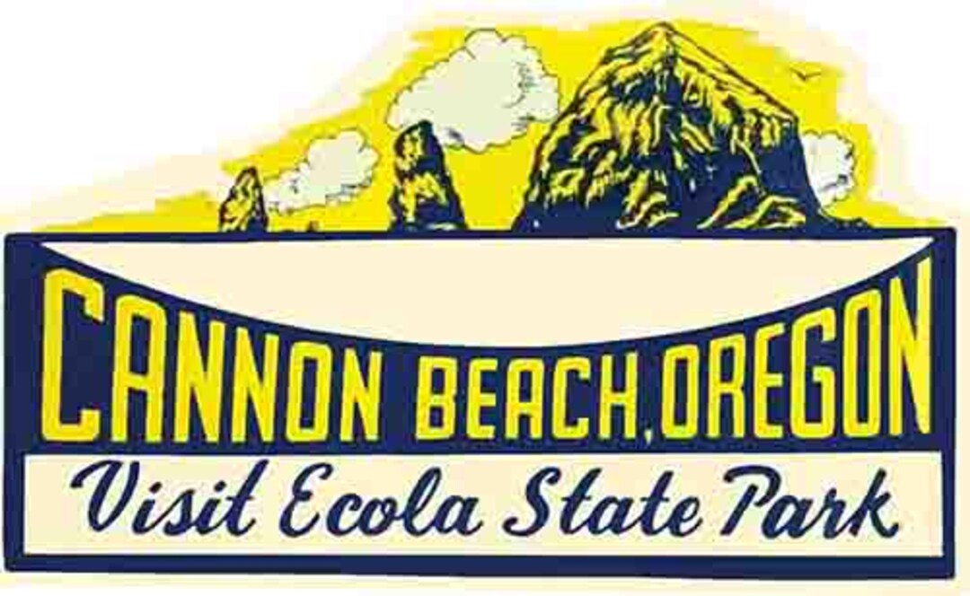 Vintage 1950's Style Ecola State Park Cannon Beach Oregon OR Retro ...