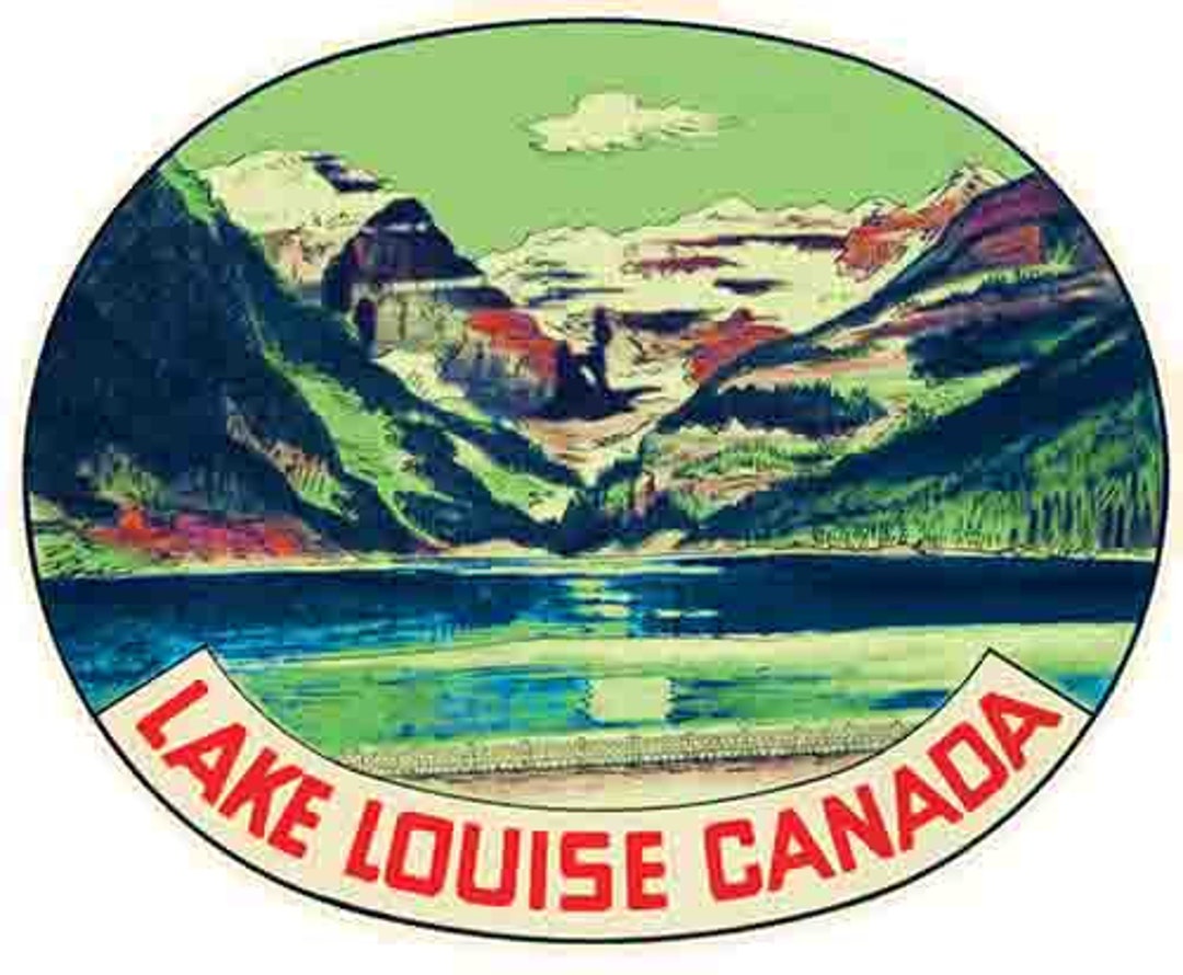 Vintage 1950's Style Lake Louise Canada Oval Retro Travel Decal Sticker ...