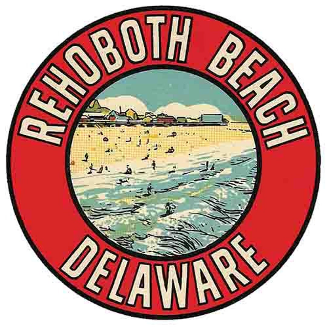 Vintage 1950's Style Rehoboth Beach Round DE Delaware Retro Travel ...