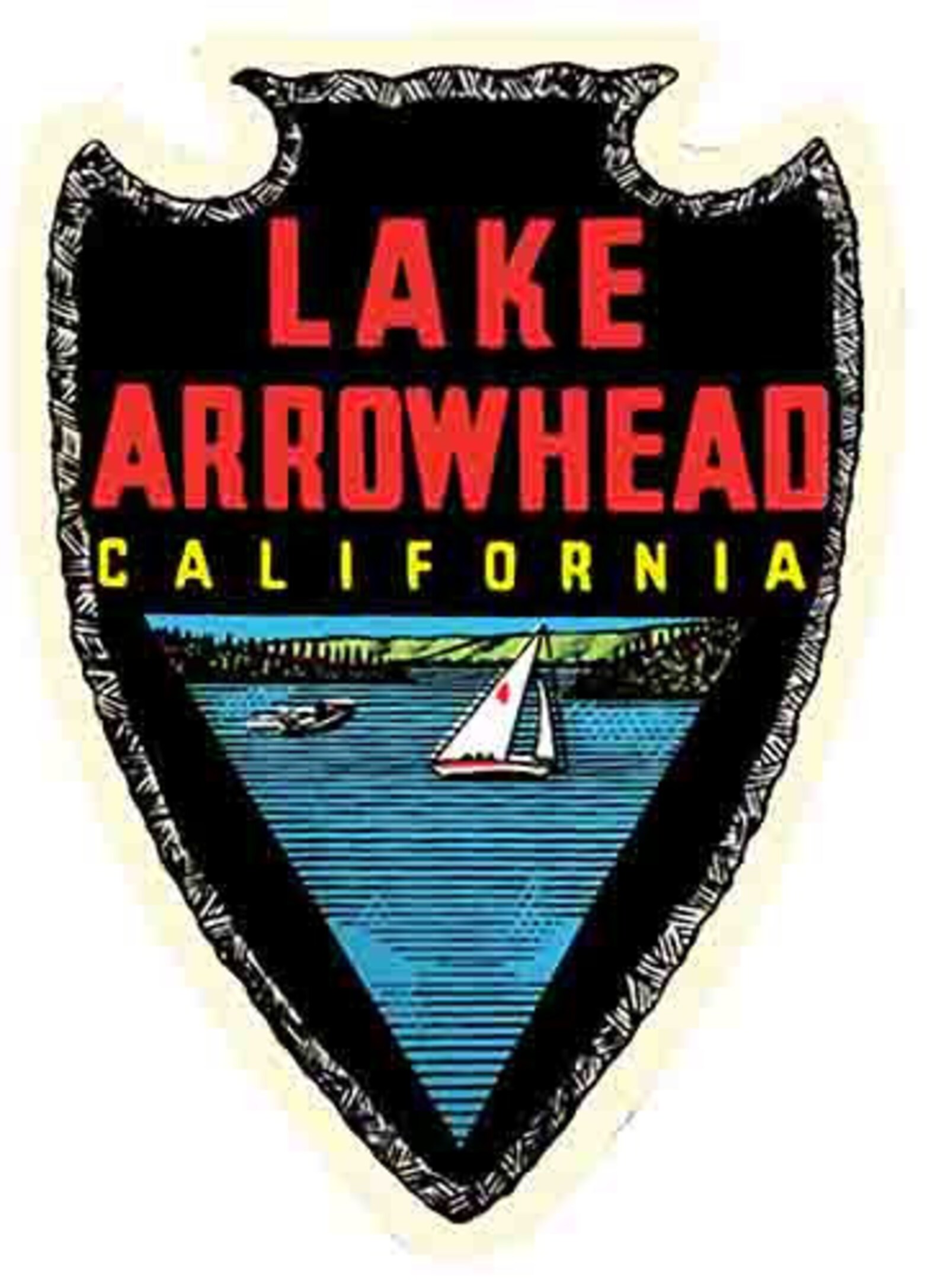 Vintage 1950's Style Lake Arrowhead CA California Retro Travel Decal ...