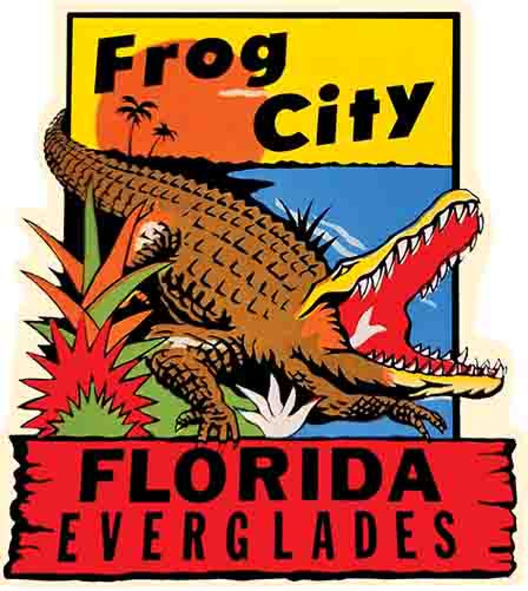 Vintage 1950's Style Frog City Florida FL Alligator Swamp Retro Travel ...