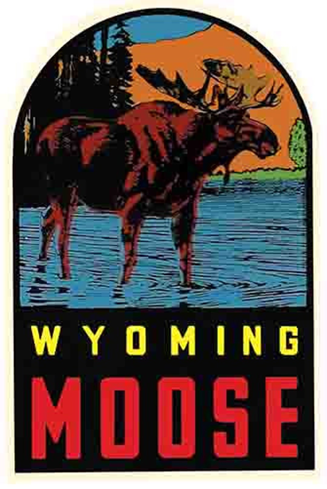 Vintage 1950's Style Yellowstone National Park MT Wyoming Moose Retro ...