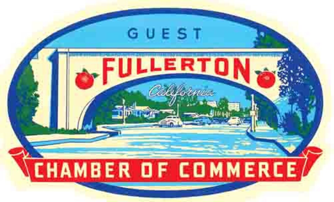 Vintage 1950's Style Fullerton CA California Retro Travel Decal Sticker ...