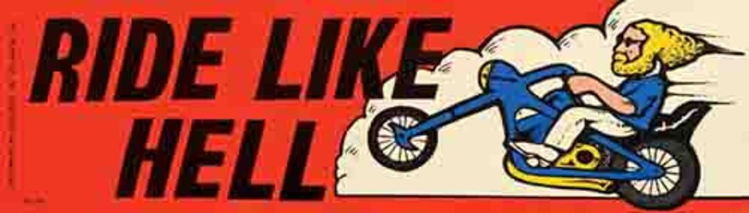 Vintage 1980's Style Ride Like Hell Motorcycle Biker Retro Travel Decal ...