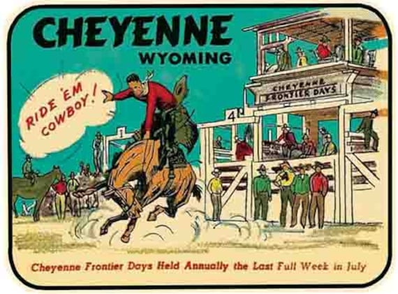 Vintage 1960's Style Cheyenne WY Wyoming Rodeo Retro - Etsy
