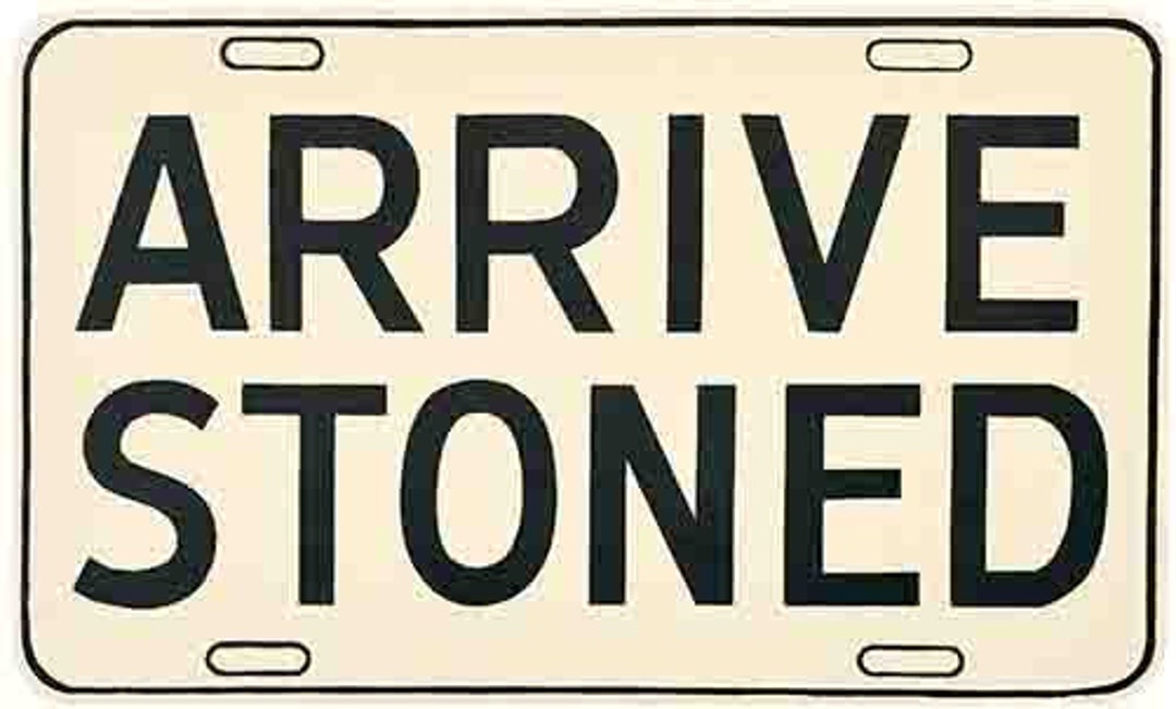 Vintage 1970's Style Arrive Stoned Retro Travel Decal Sticker State Map ...