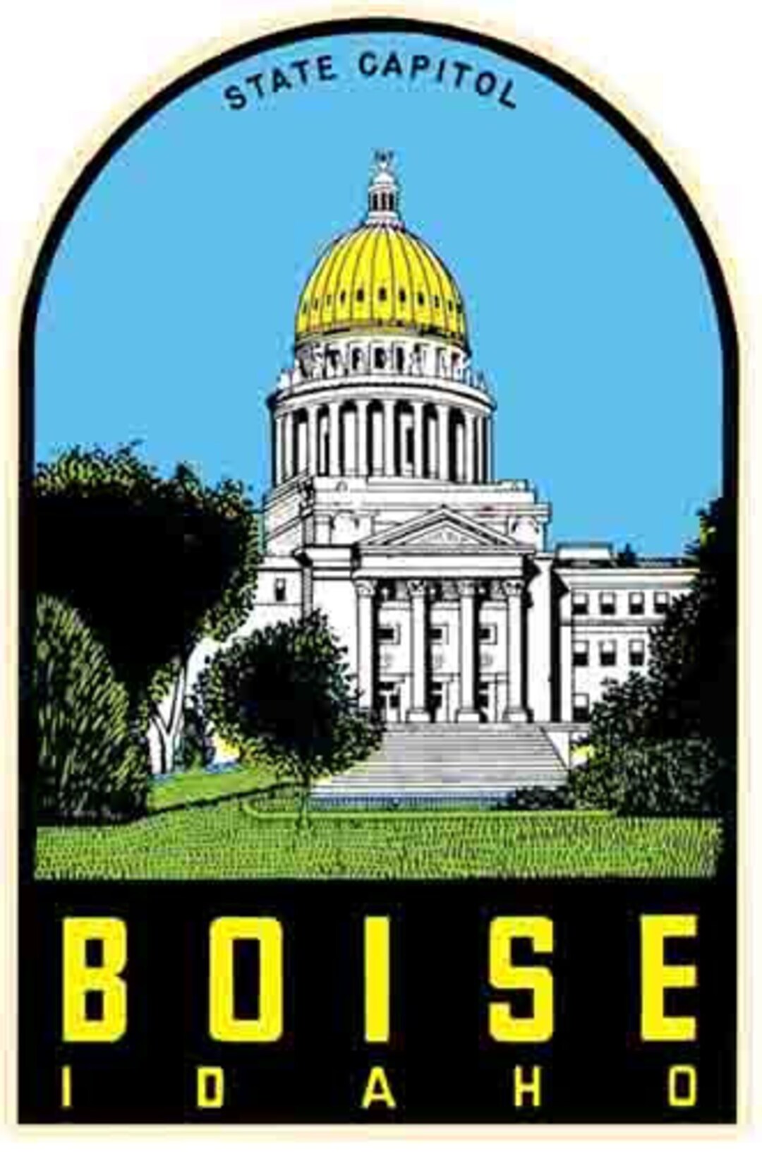 Vintage 1950's Style Boise ID Idaho Retro Travel Decal Sticker State ...