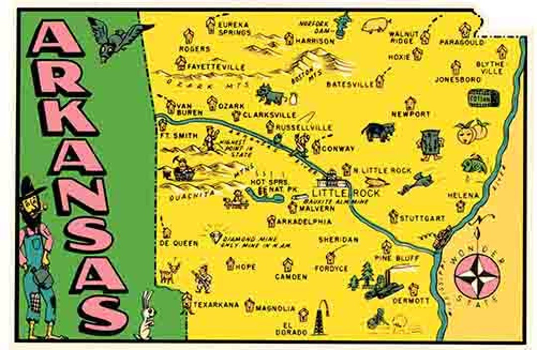Vintage 1950's Style AR Arkansas Traveler Ozarks Little Rock Retro ...