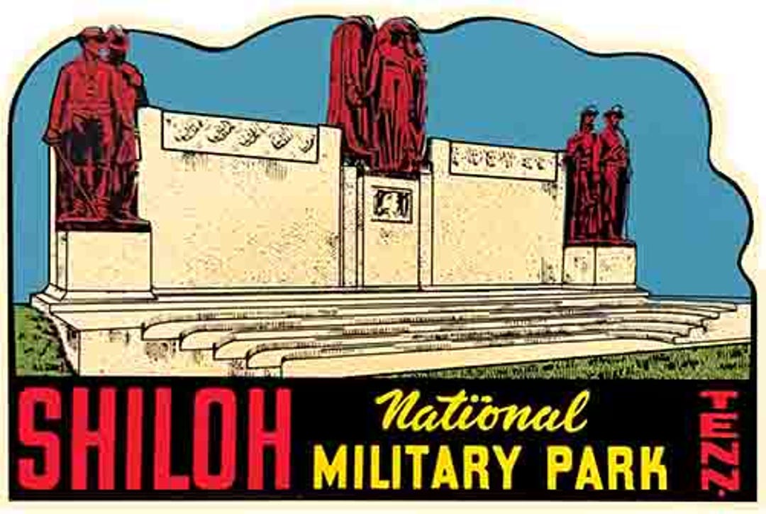 Vintage 1960's Style Shiloh Military Park TN Tennessee Memorial Retro ...