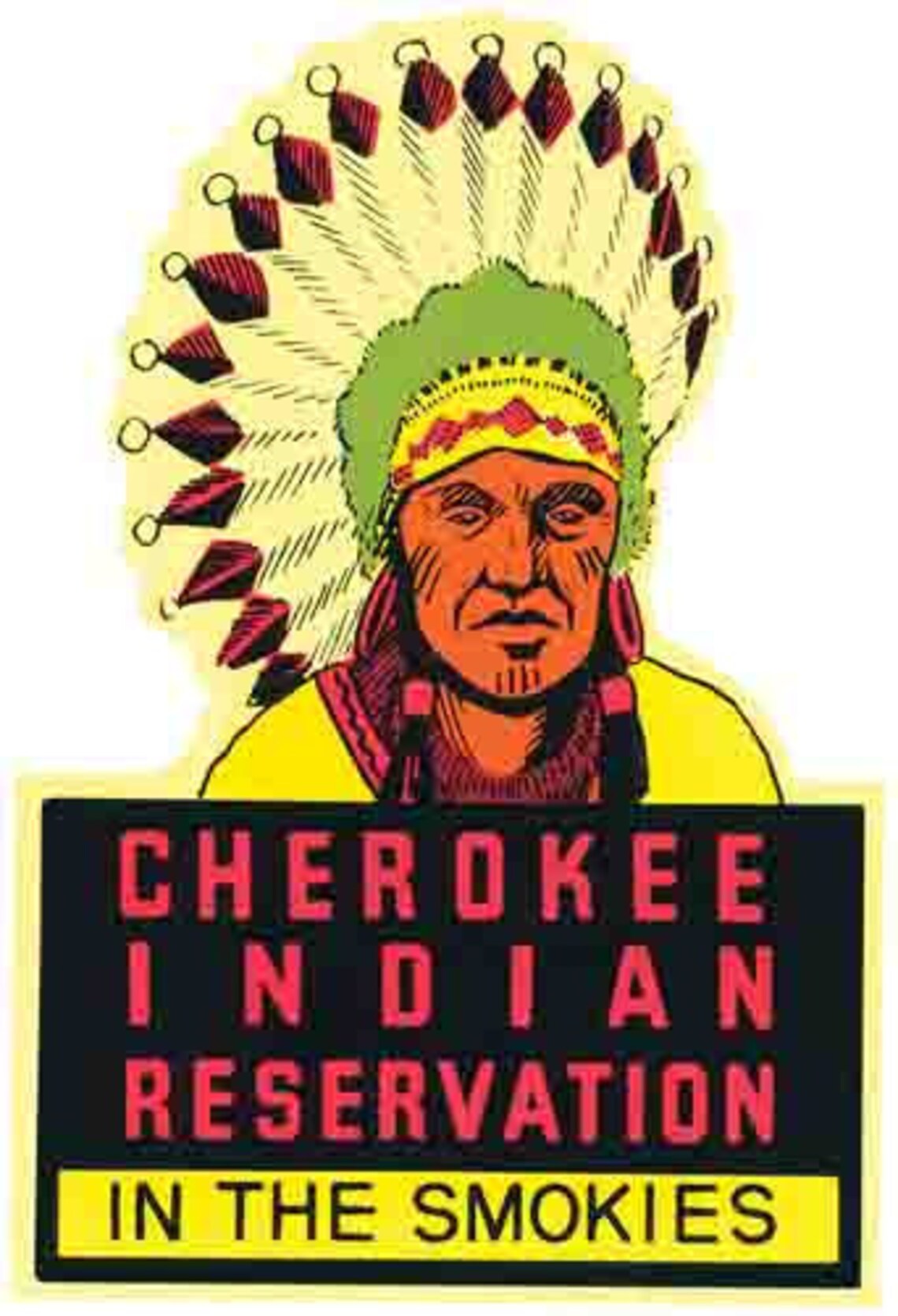 Vintage 1950's Style Cherokee Indian Reservation NC Chief Retro Travel ...