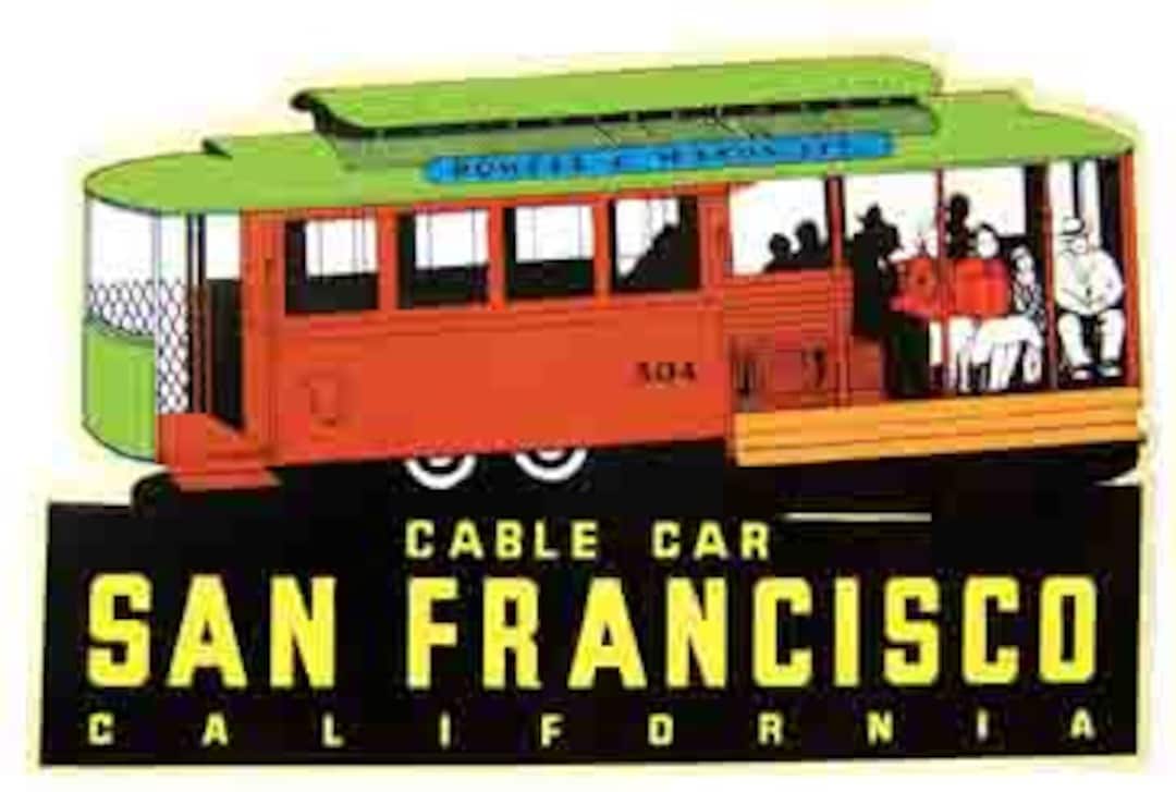 Vintage 1950's Style Green Cable Car San Francisco CA California Retro ...