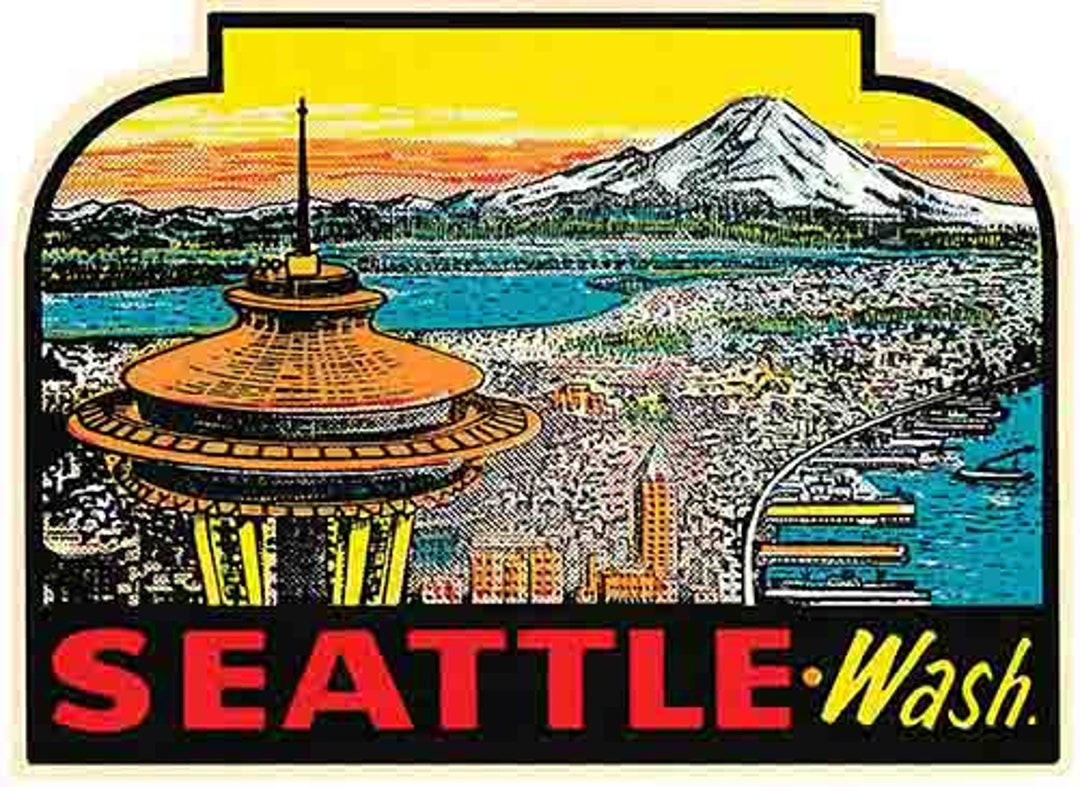 Vintage 1950's Style Seattle WA Washington Space Needle Skyline Retro ...