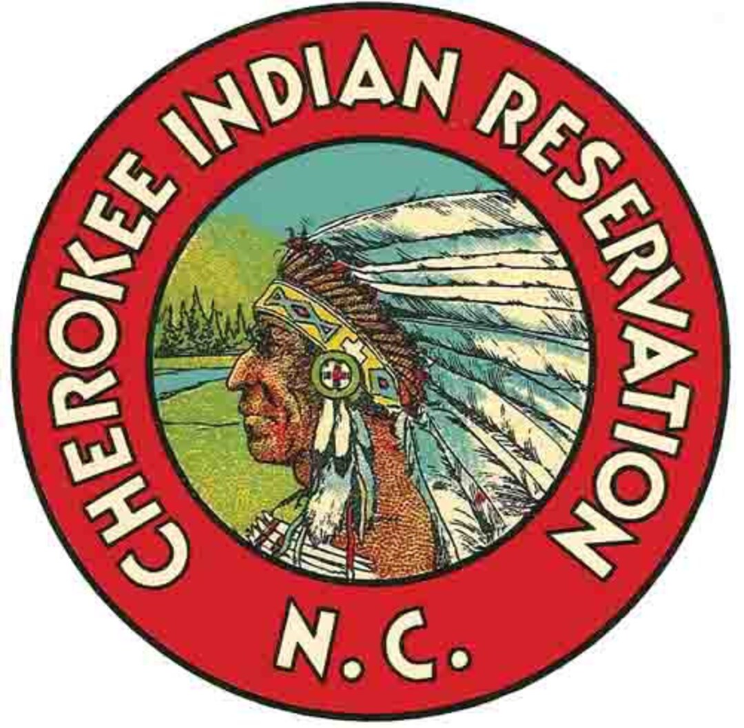 Vintage 1950's Style Cherokee Indian Reservation NC Retro Travel Decal ...