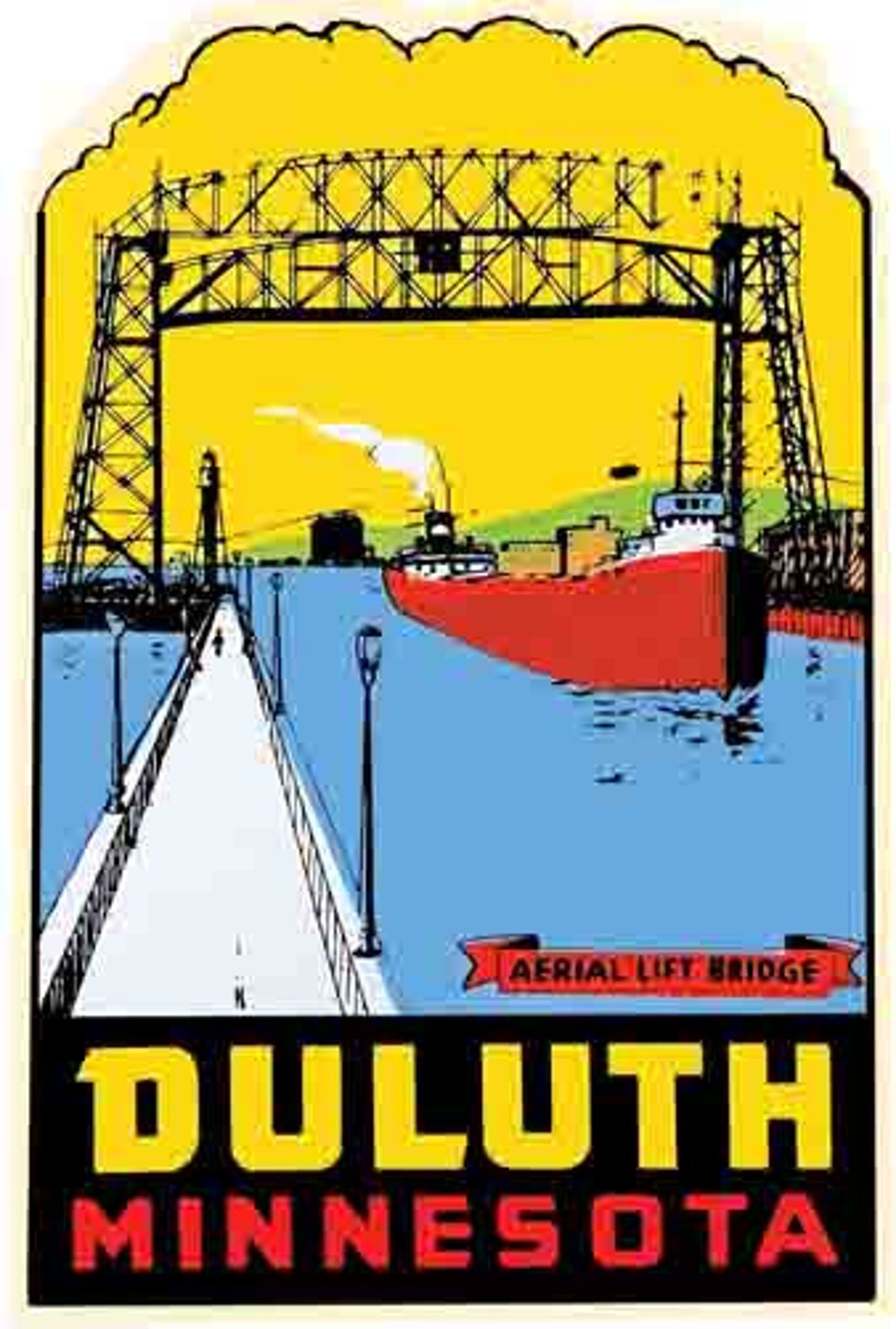 Vintage 1950's Style Duluth MN Bridge Minnesota Retro Travel Decal ...