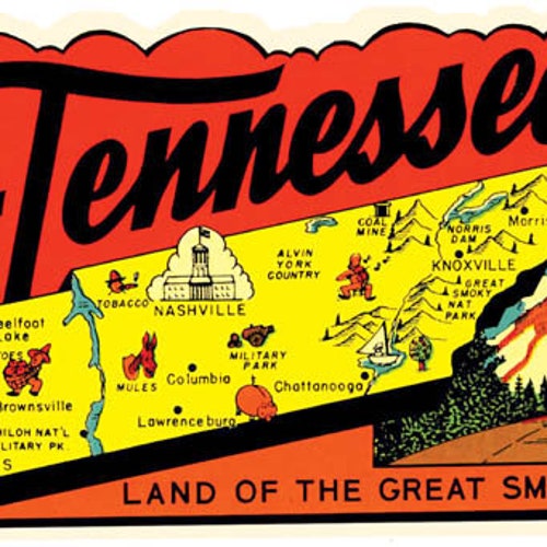 Vintage 1950's Style Tennessee Retro Travel Decal Sticker - Etsy