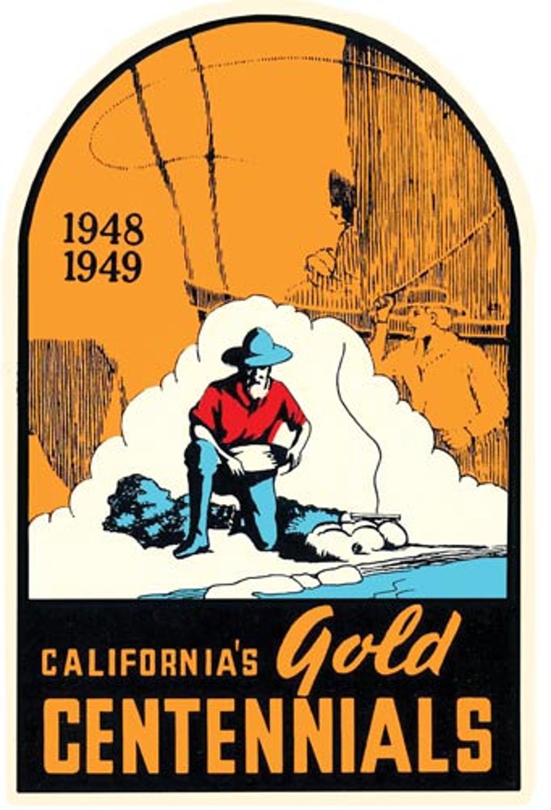 Vintage 1950's Style California CA Gold Prospector National Park Retro ...