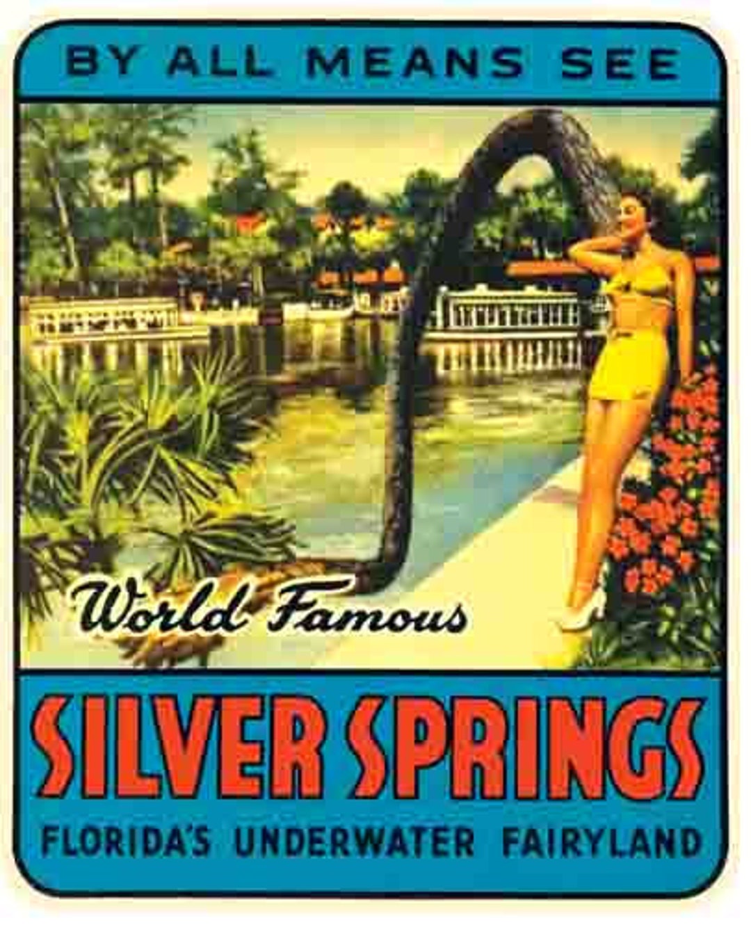 Vintage 1950's Style Silver Springs FL Florida Bathing Beauty Lucky ...