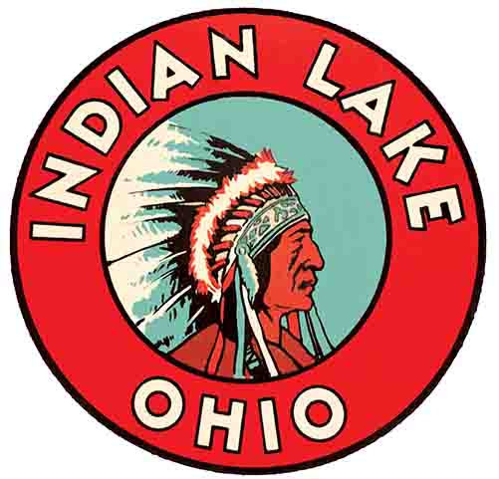 Vintage 1950's Style Indian Lake OH Ohio Retro Travel Decal Sticker ...