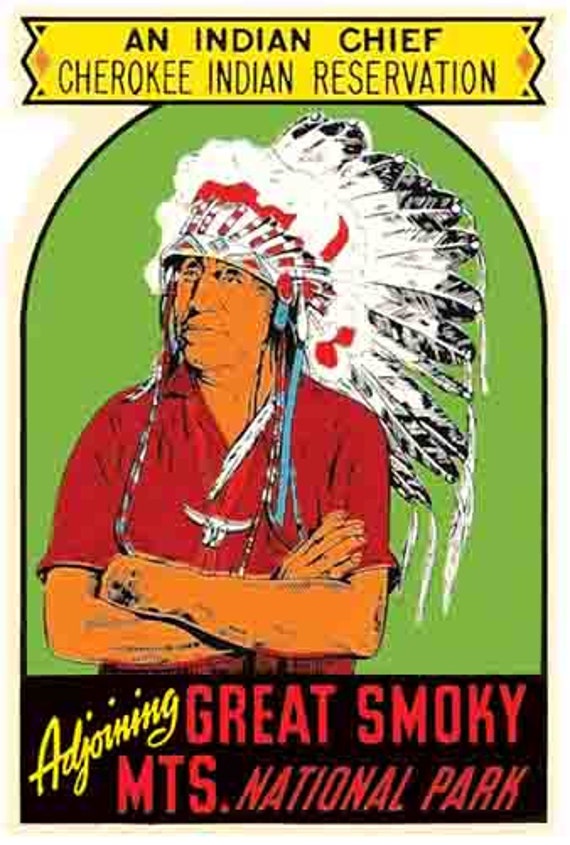 Vintage 1950's style Cherokee NC North Carolina Great | Etsy