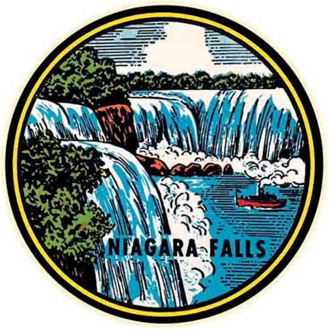 Vintage 1950's Style Niagara Falls Canada New York Round Retro Travel ...