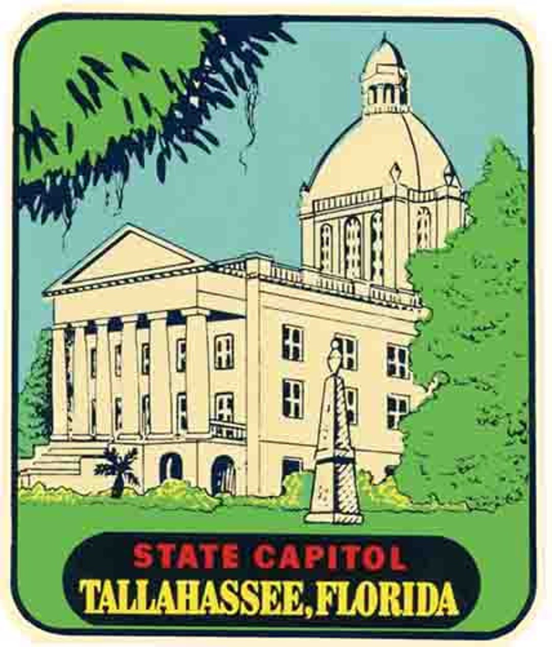 Vintage 1950's Style Tallahassee FL Florida State Capital Sticker ...