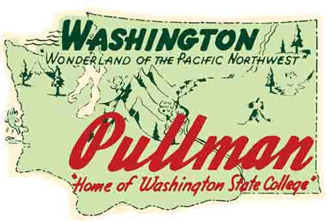 Vintage 1960's Style Pullman Seattle WA Washington State College Retro ...
